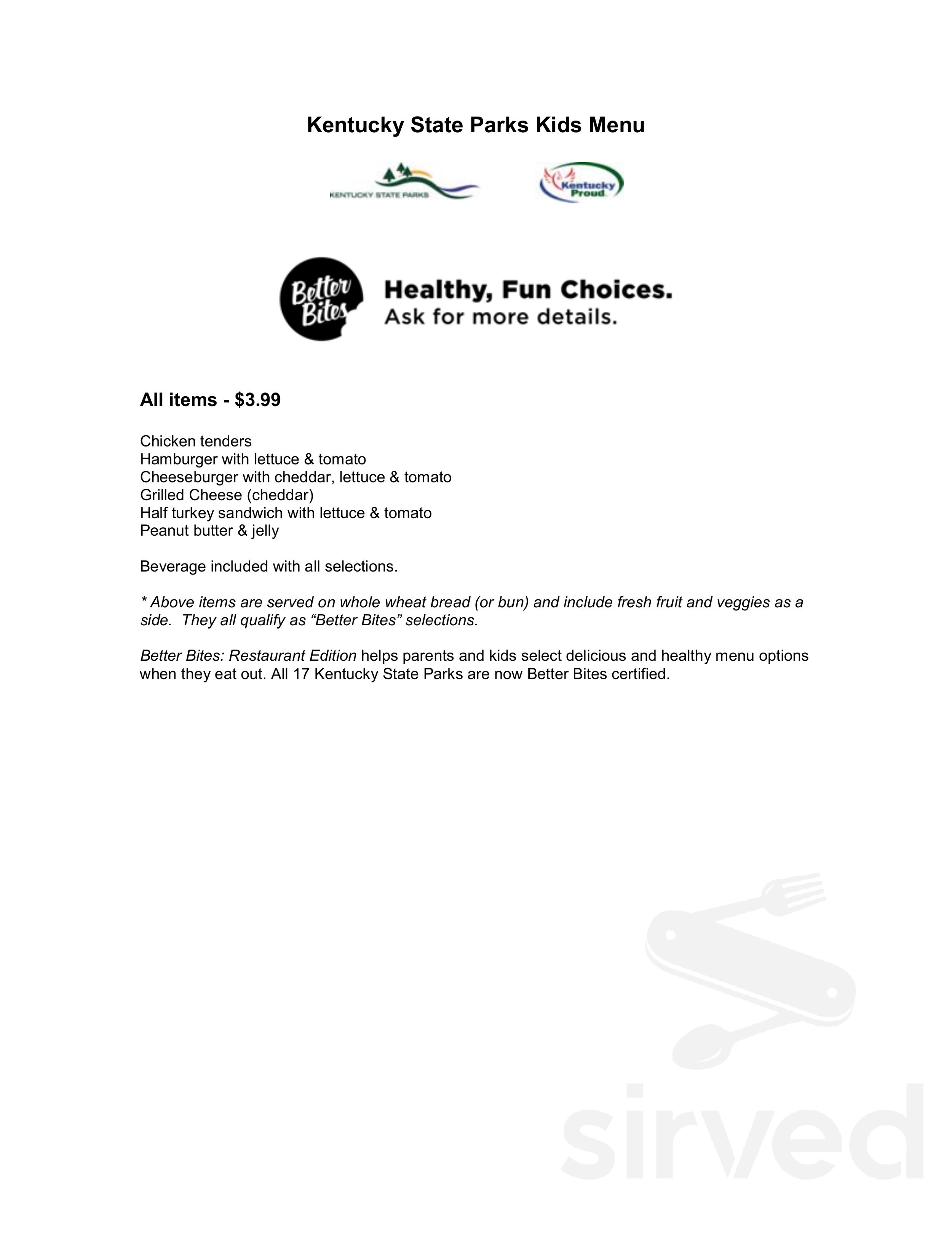 General Butler State Resort Park menu in Carrollton, Kentucky, USA