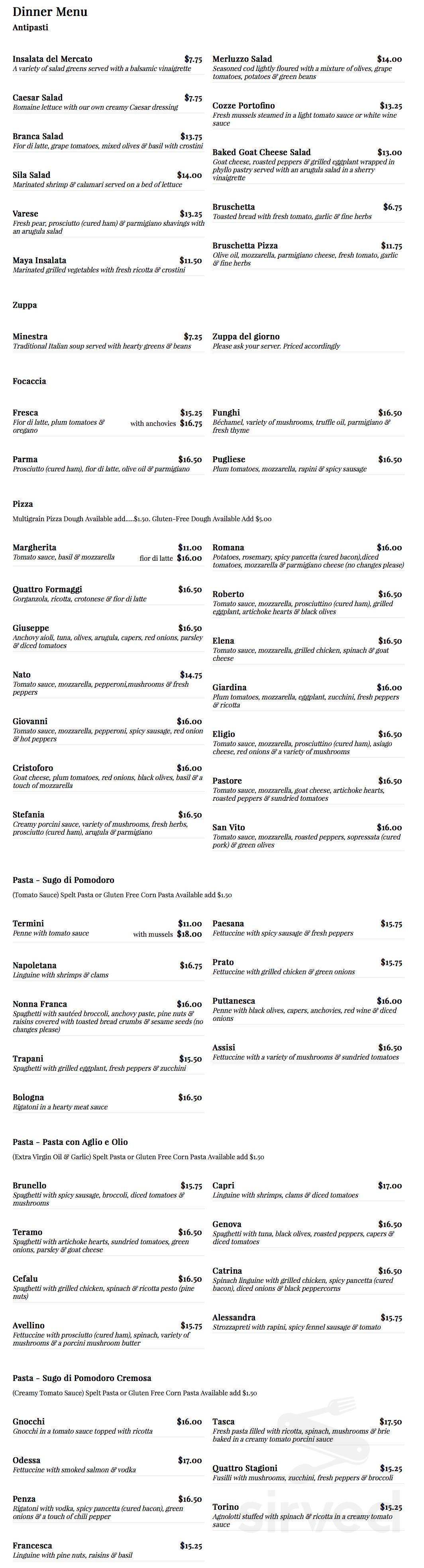 Menu for Grazie Ristorante in Toronto, ON | Sirved