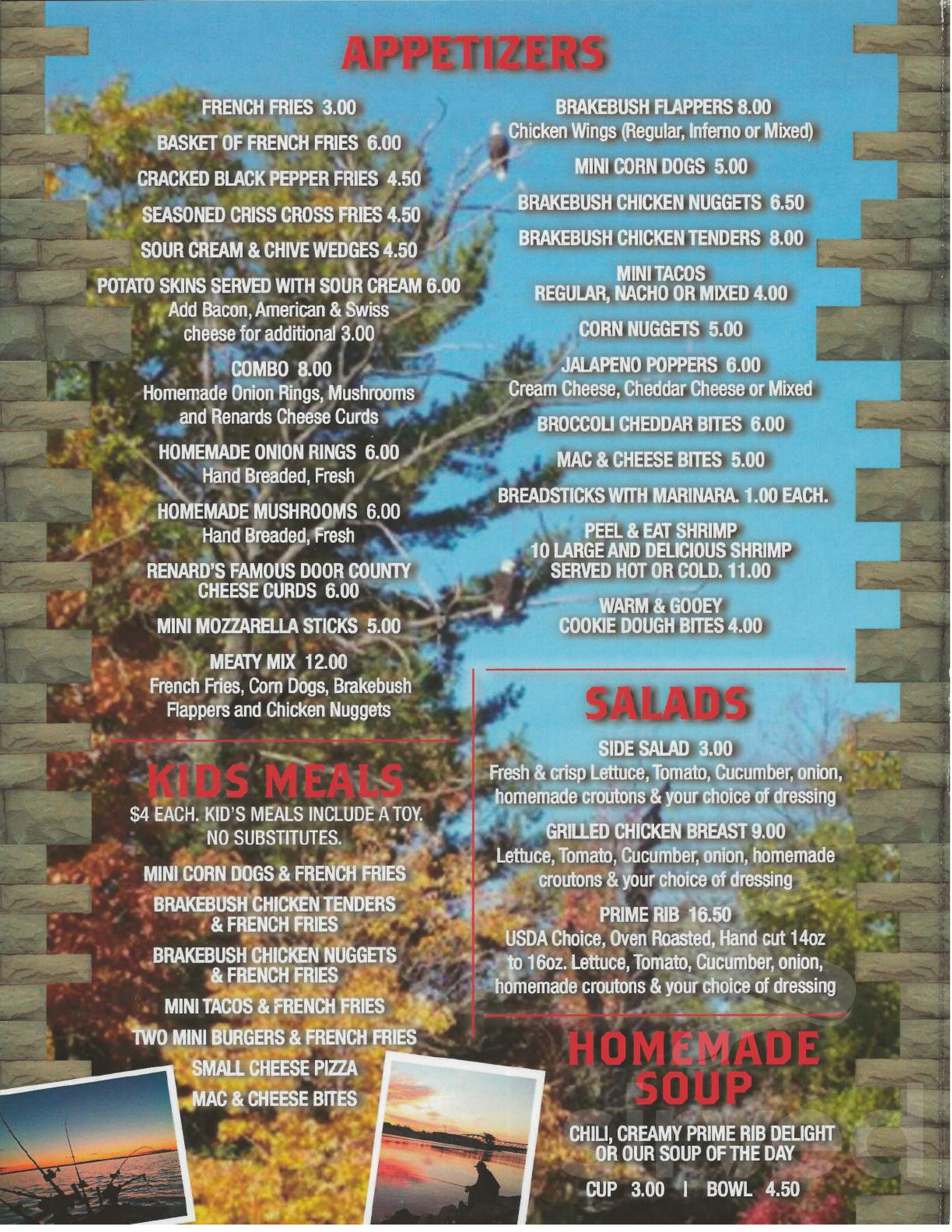 Greystone Castle menu in Sturgeon Bay, Wisconsin, USA