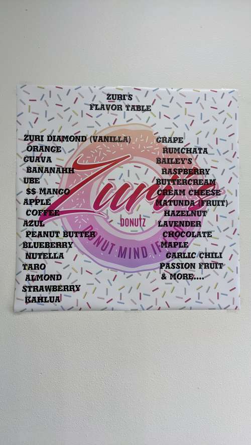 Zuri's Gourmet Donutz menu in Lynnwood, Washington, USA
