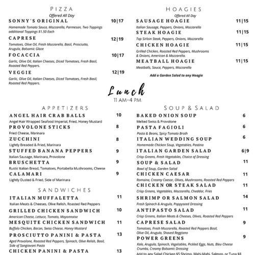 Oliverio's Ristorante menu in Bridgeport, West Virginia, USA