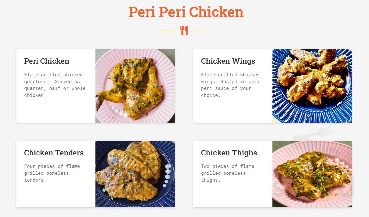 Frangos Peri Peri menu in New York, New York, USA