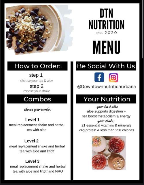 Downtown Nutrition menu in Urbana, Ohio, USA