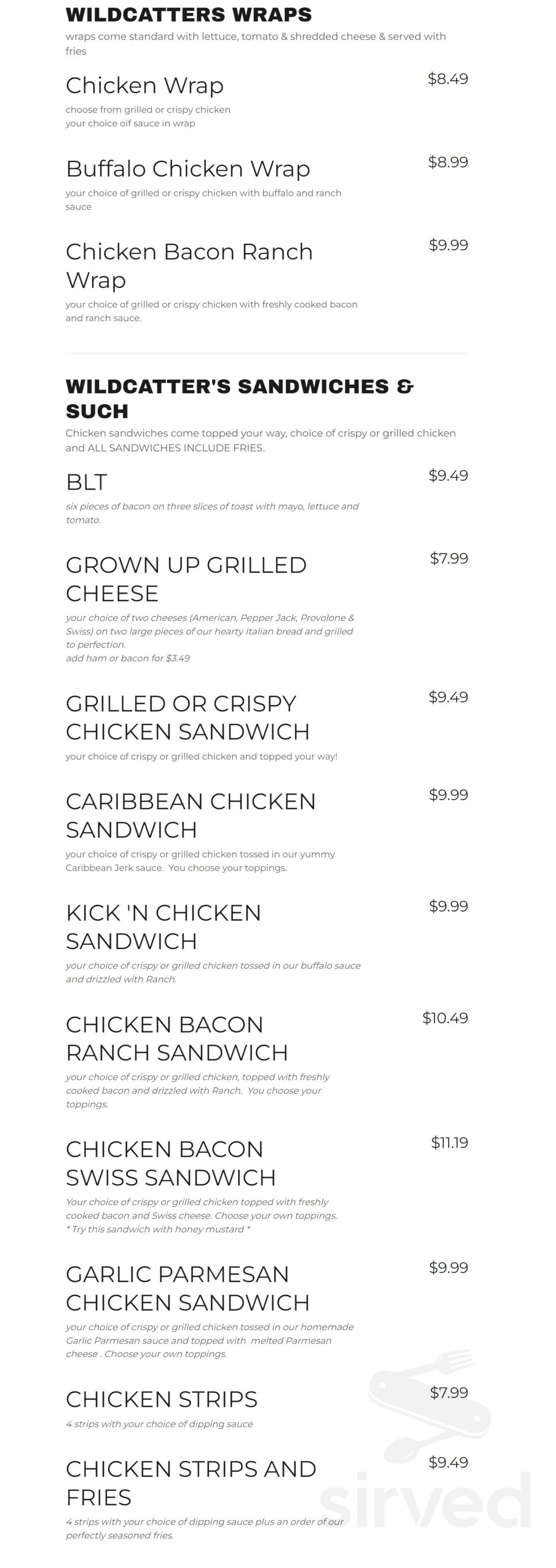 Wildcatters Grill - Mattoon menu in Mattoon, Illinois, USA