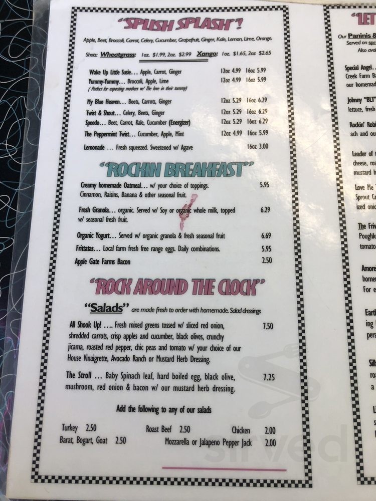 All Shook Up Cafe & Juice Bar menu in Poughkeepsie, New York, USA
