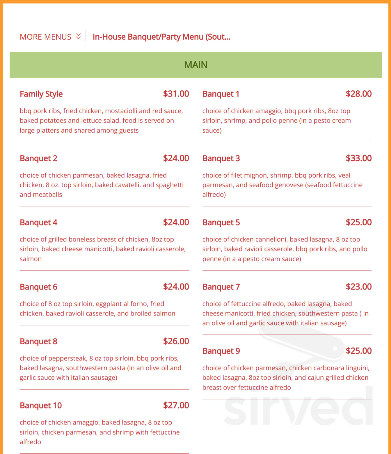 Cafe Baratta's menu in Des Moines, Iowa, USA