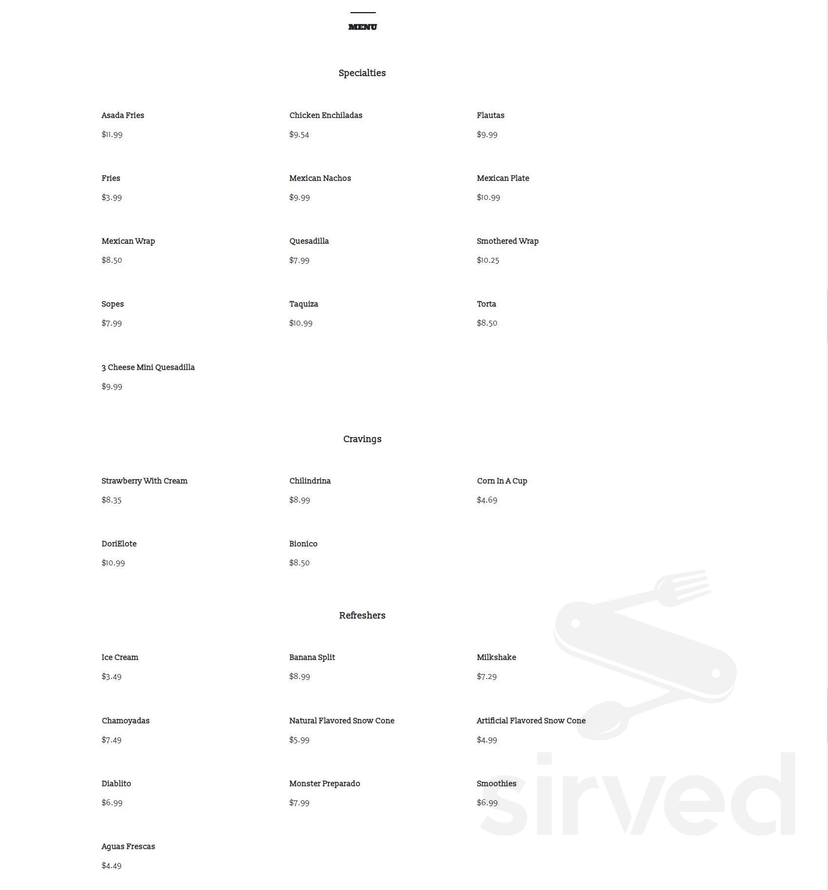 Menu for Q'Rico Food & Cravings in Littleton, CO | Sirved