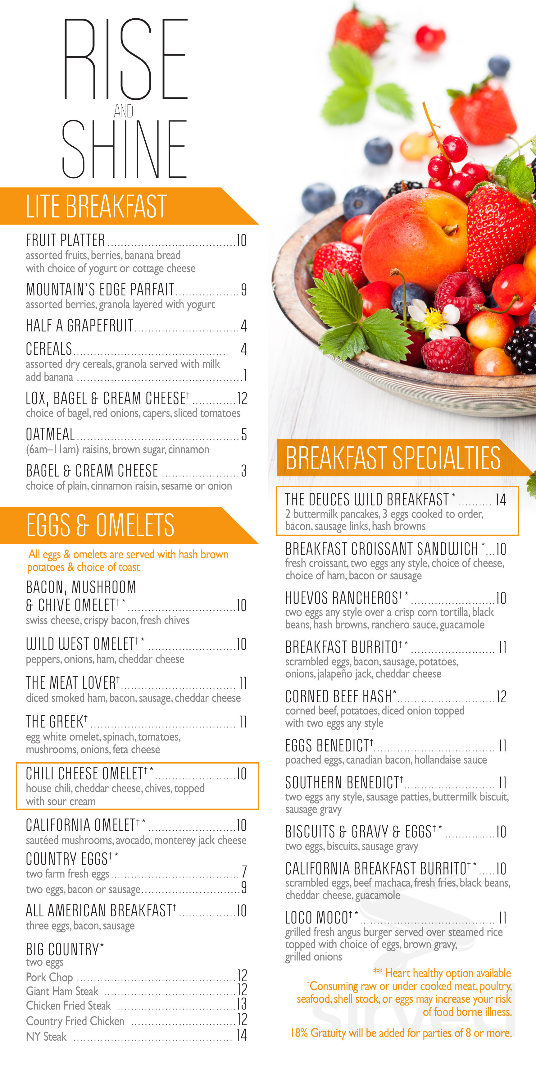Sundance Grill menus in Las Vegas, Nevada, United States