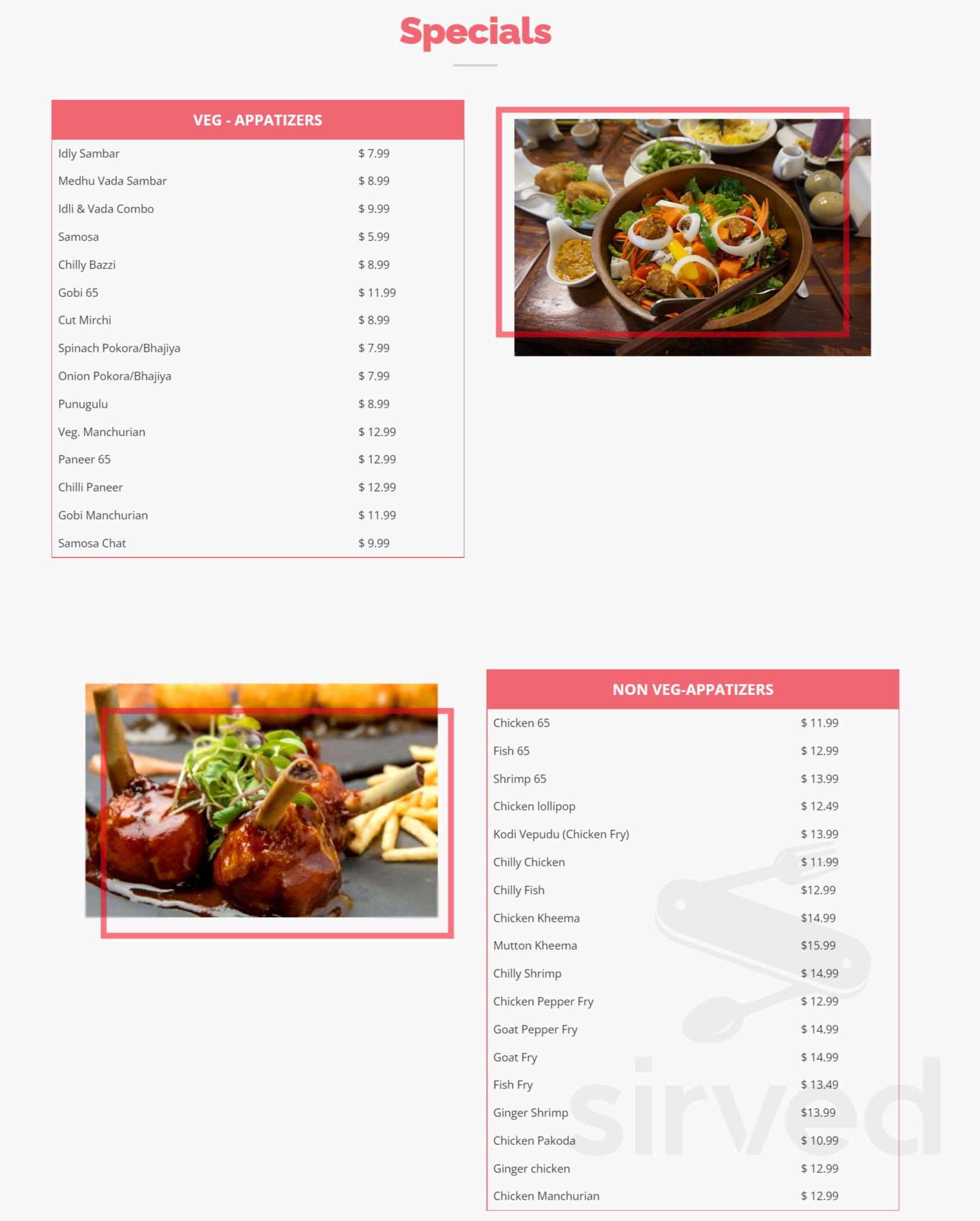 Menu - Dulles VA's Dosa Grill | Sirved