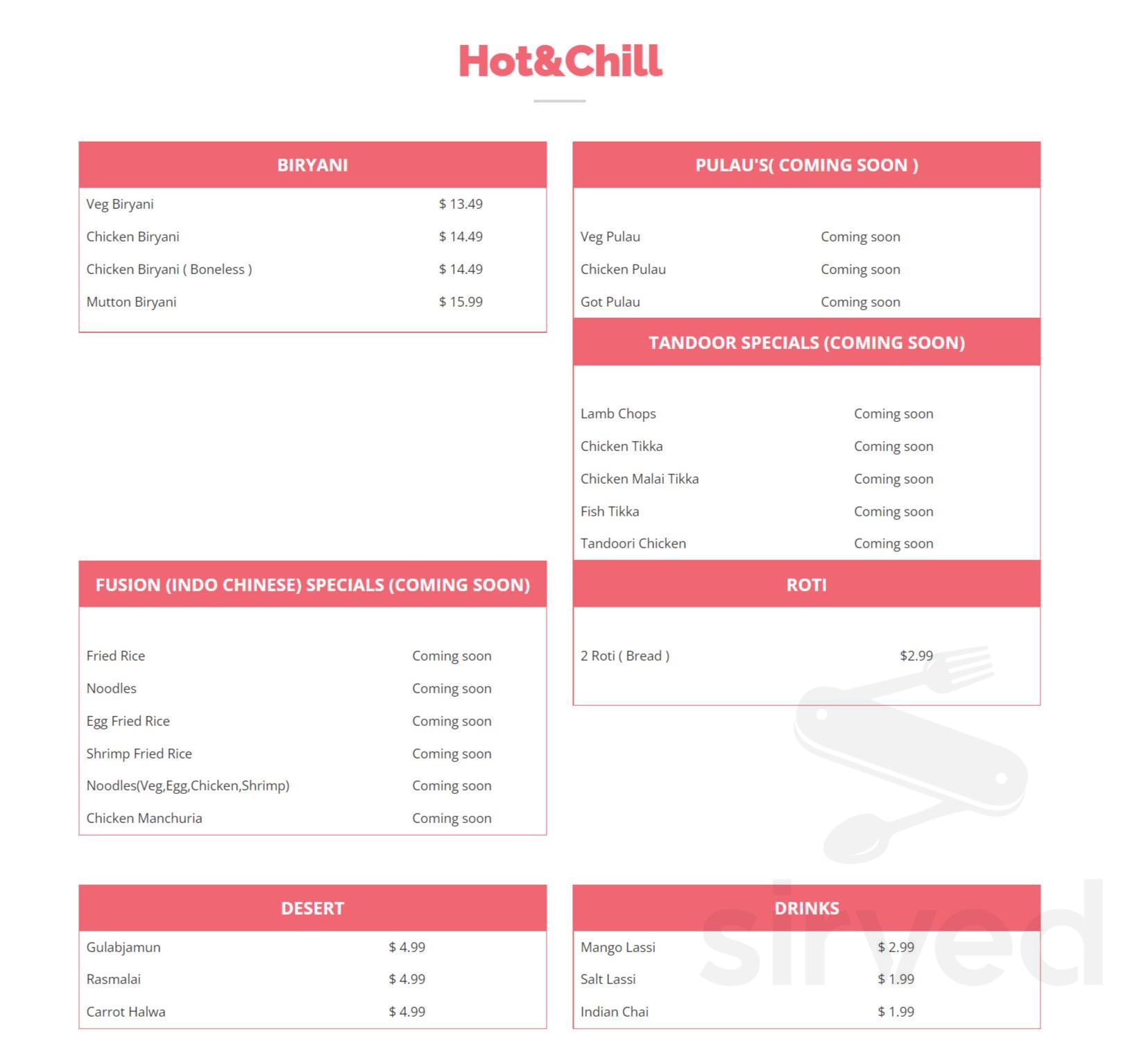 Menu - Dulles VA's Dosa Grill | Sirved