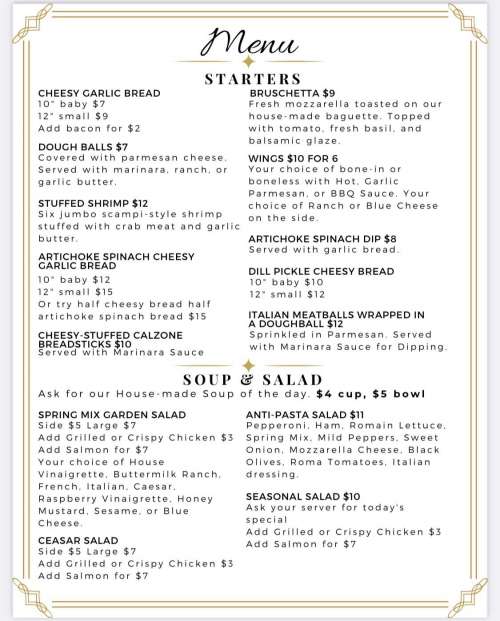 Angelina's Eatery & HUCO Brew Co. menu in Ubly, Michigan, USA
