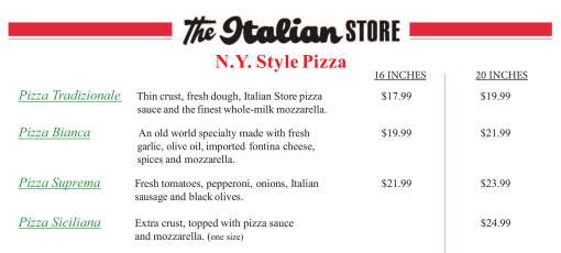 Menu for The Italian Store at Westover - Arlington, VA | Sirved