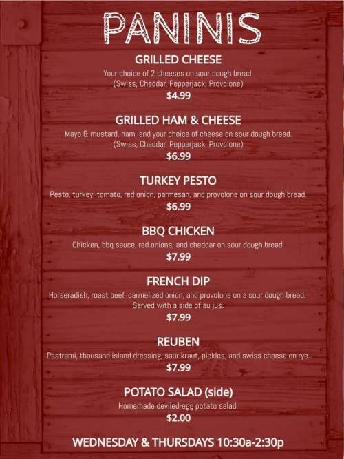 Glenshire General Store menu in Truckee, California, USA
