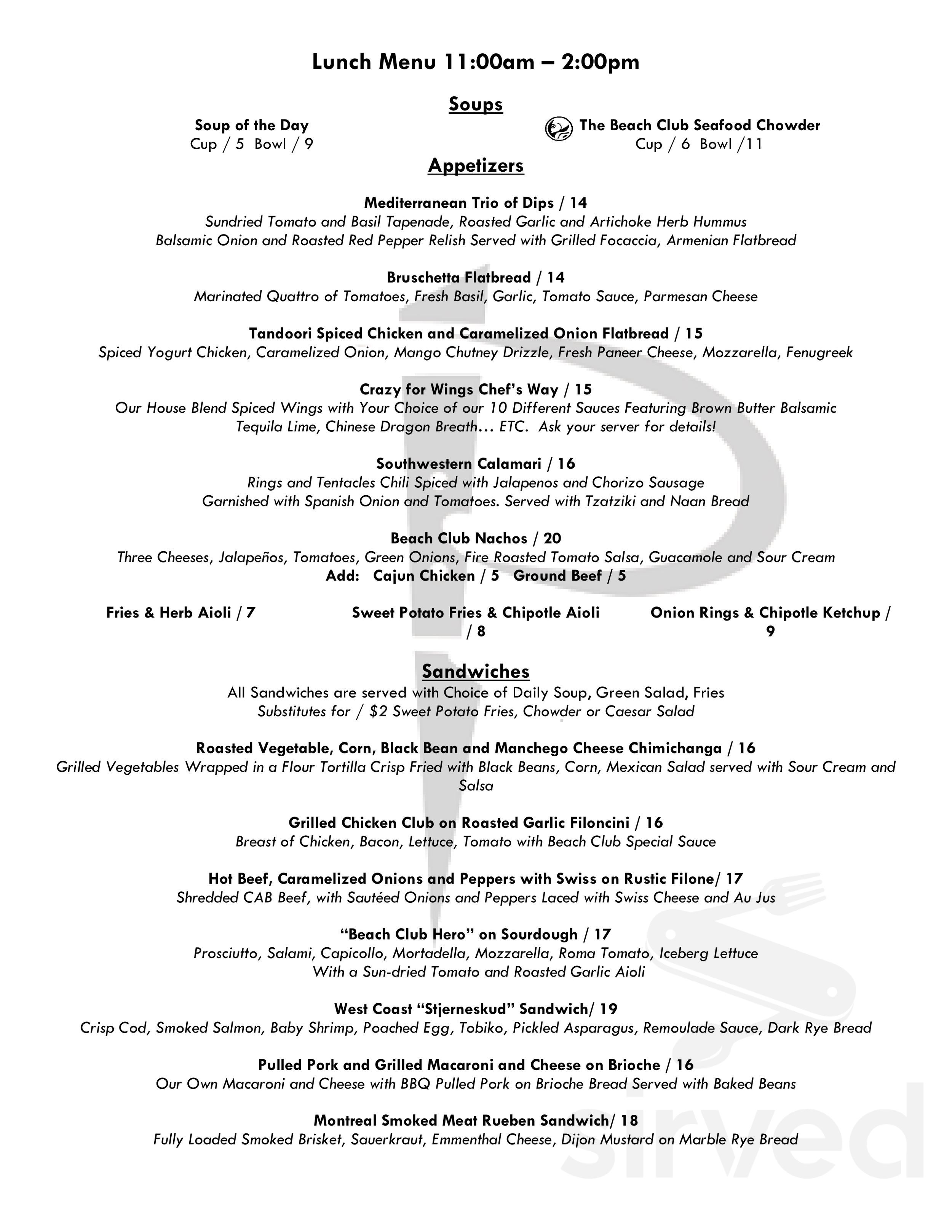 Menu - Parksville BC's Pacific Prime Restaurant at The Beach Club ...