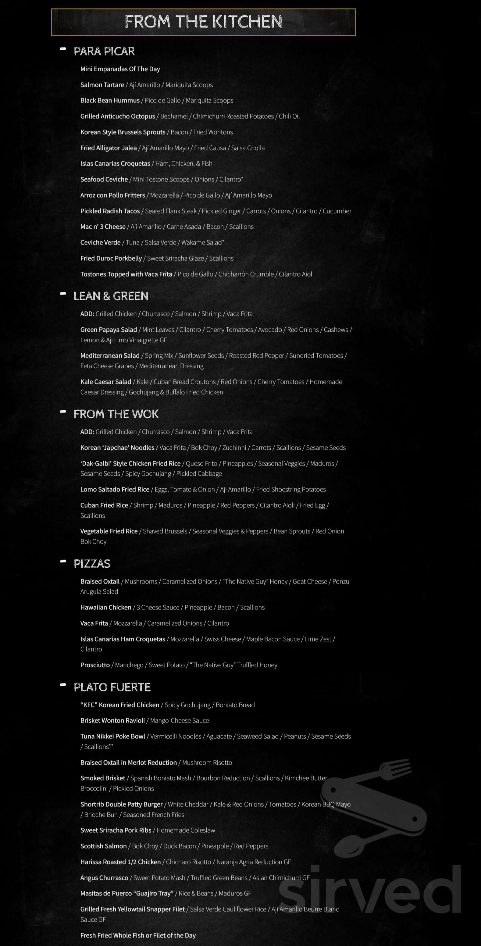 Menu - Miami FL's Finka Table & Tap | Sirved