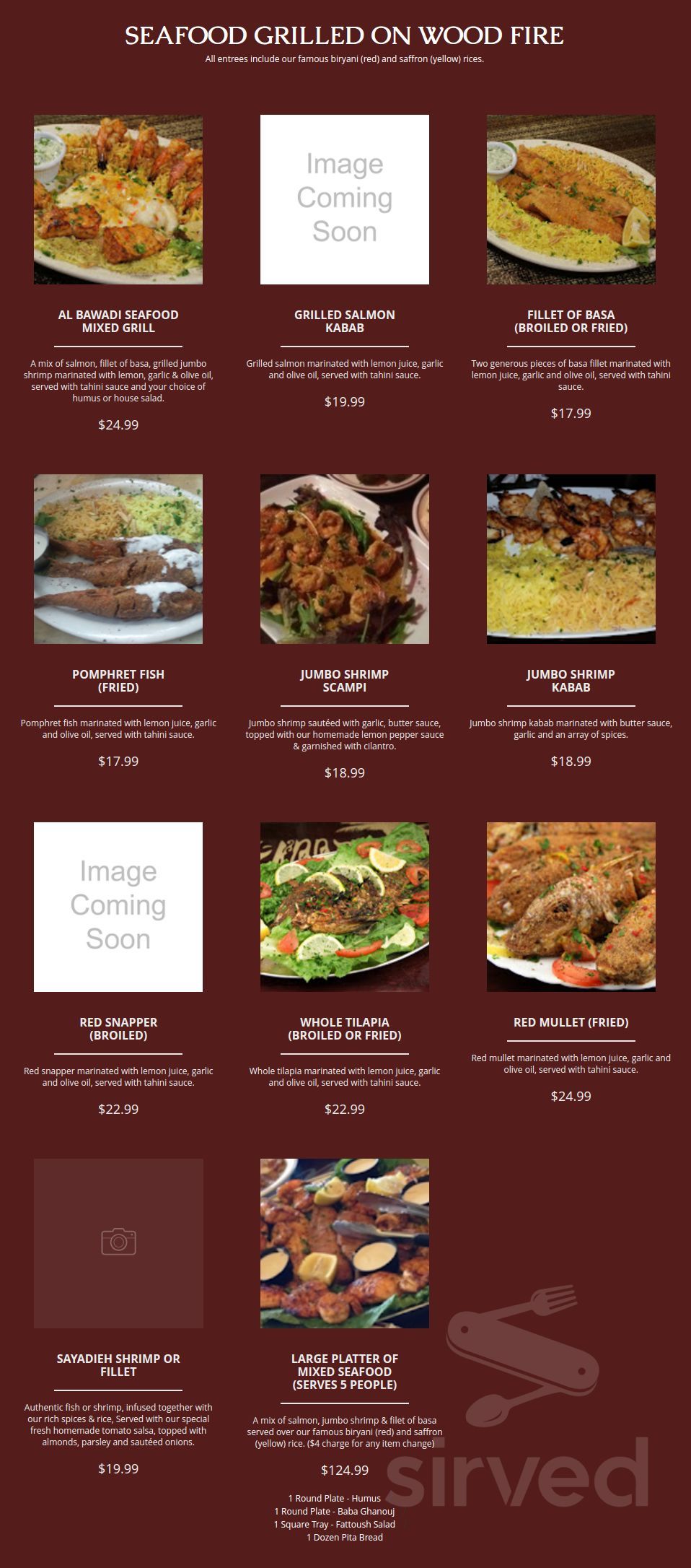 Menu - Niles IL's Al Bawadi Grill | Sirved