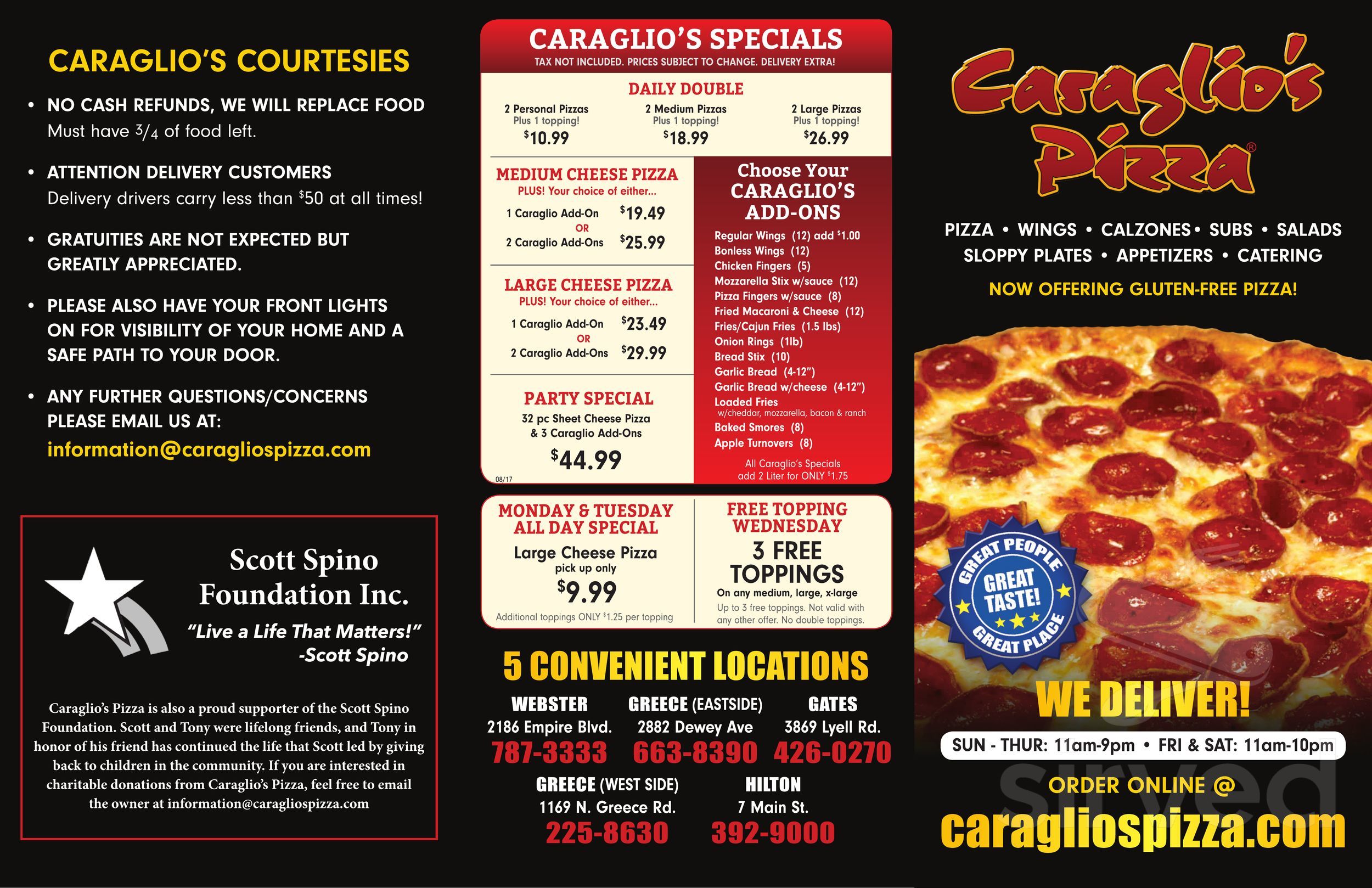 Caraglio's Pizza menus in Hilton, New York, United States