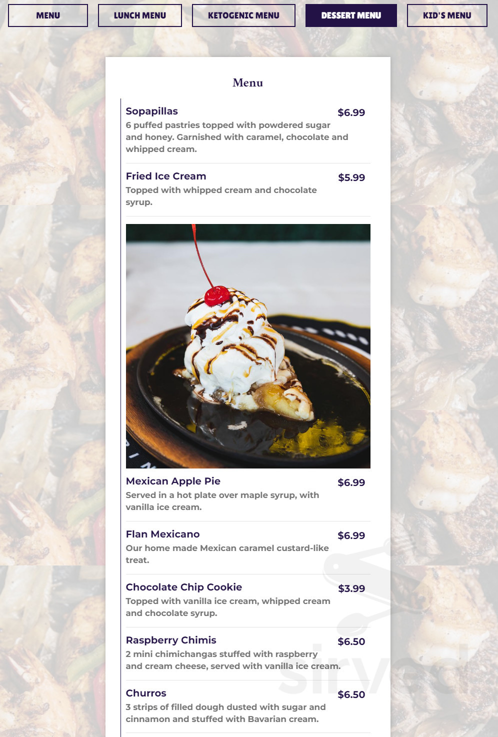 Mamis Mexican menu in Springfield, Louisiana, USA