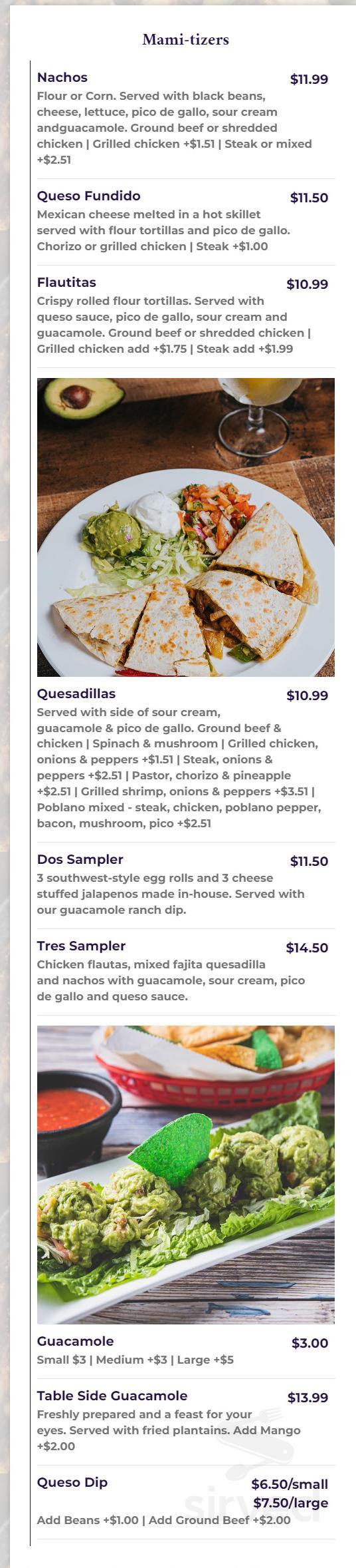 Mamis Mexican menu in Springfield, Louisiana, USA