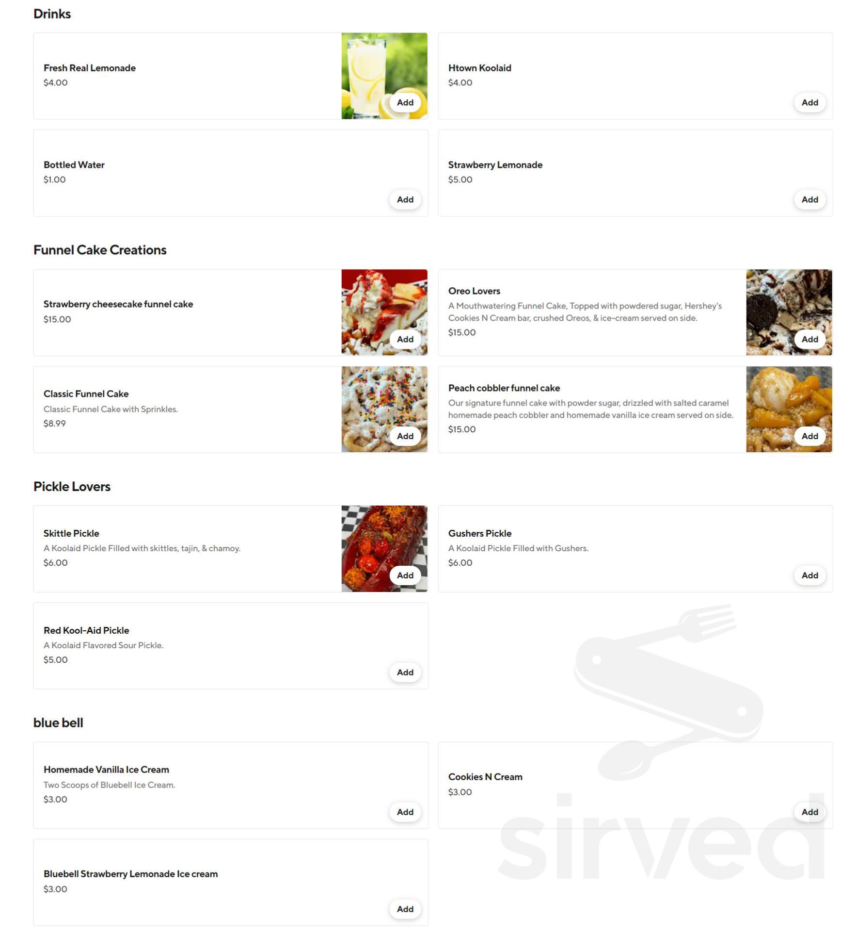 Fried Everything menu in Houston, Texas, USA