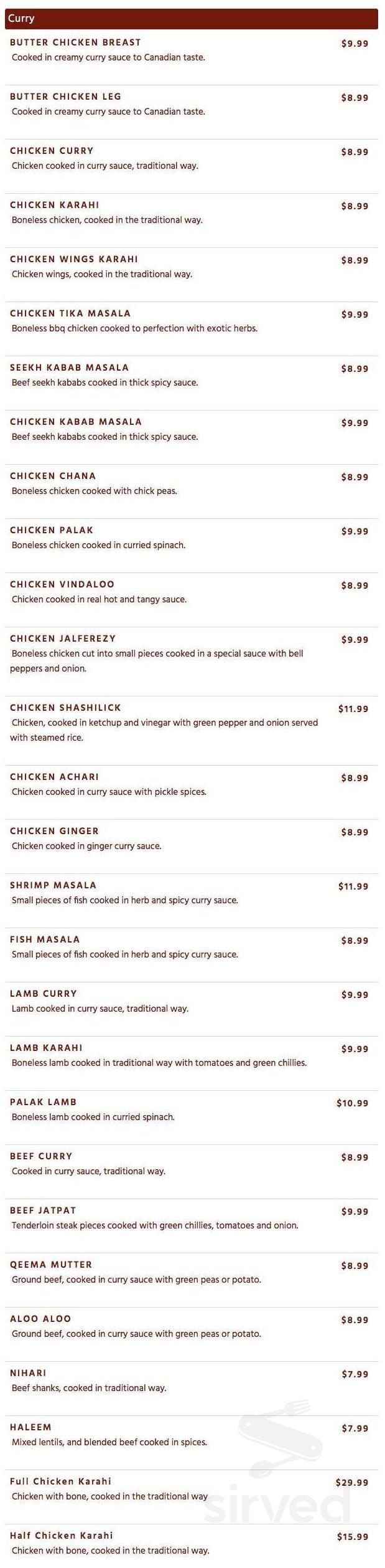 Menu - Hamilton ON's Mahal Restaurant - Pakistan/Indian Food Hamilton ...