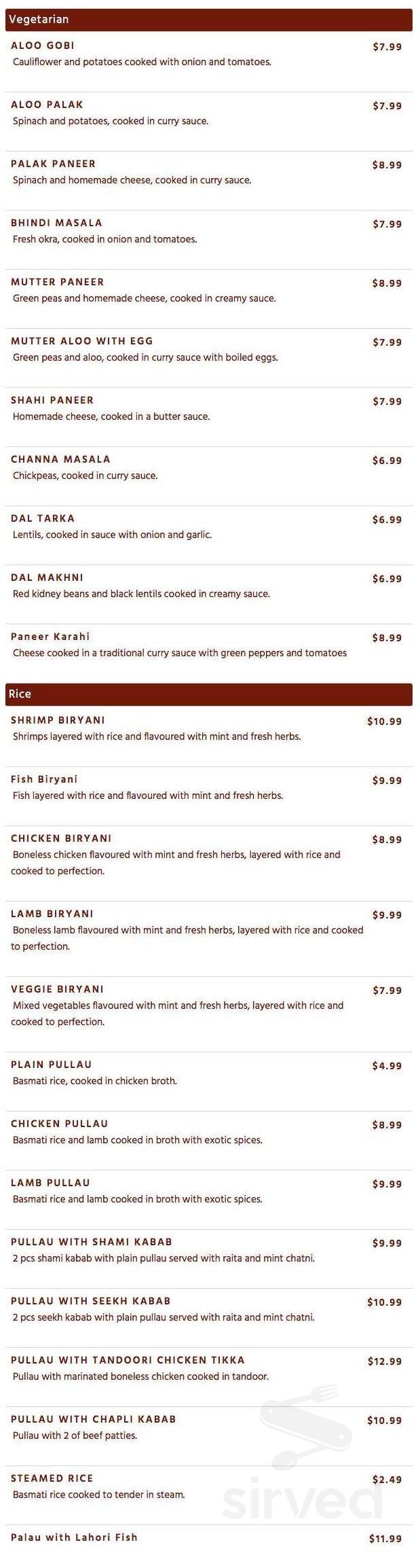 Menu - Hamilton ON's Mahal Restaurant - Pakistan/Indian Food Hamilton ...