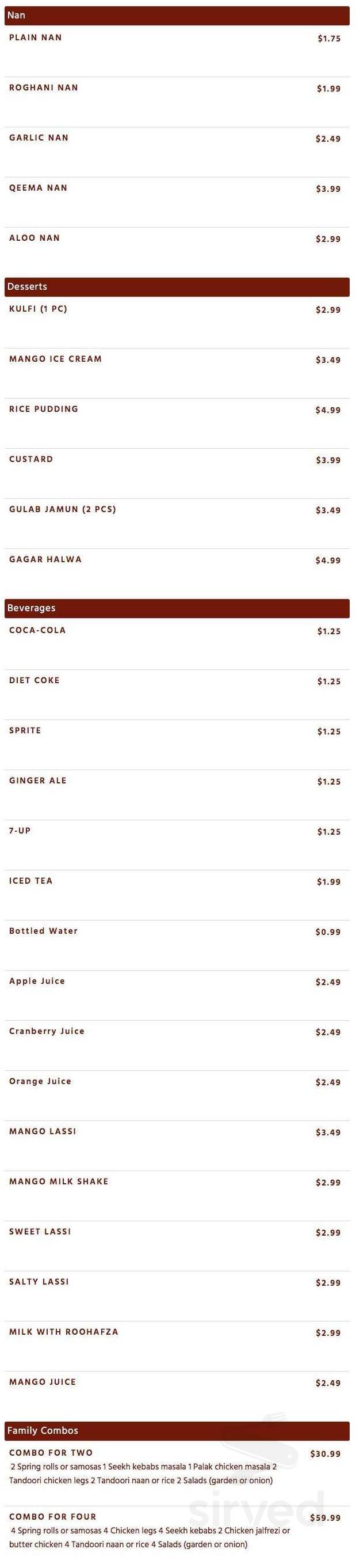 Menu - Hamilton ON's Mahal Restaurant - Pakistan/Indian Food Hamilton ...