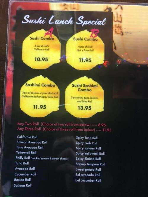 Kumo Hibachi Sushi menu in Marietta, Georgia, USA