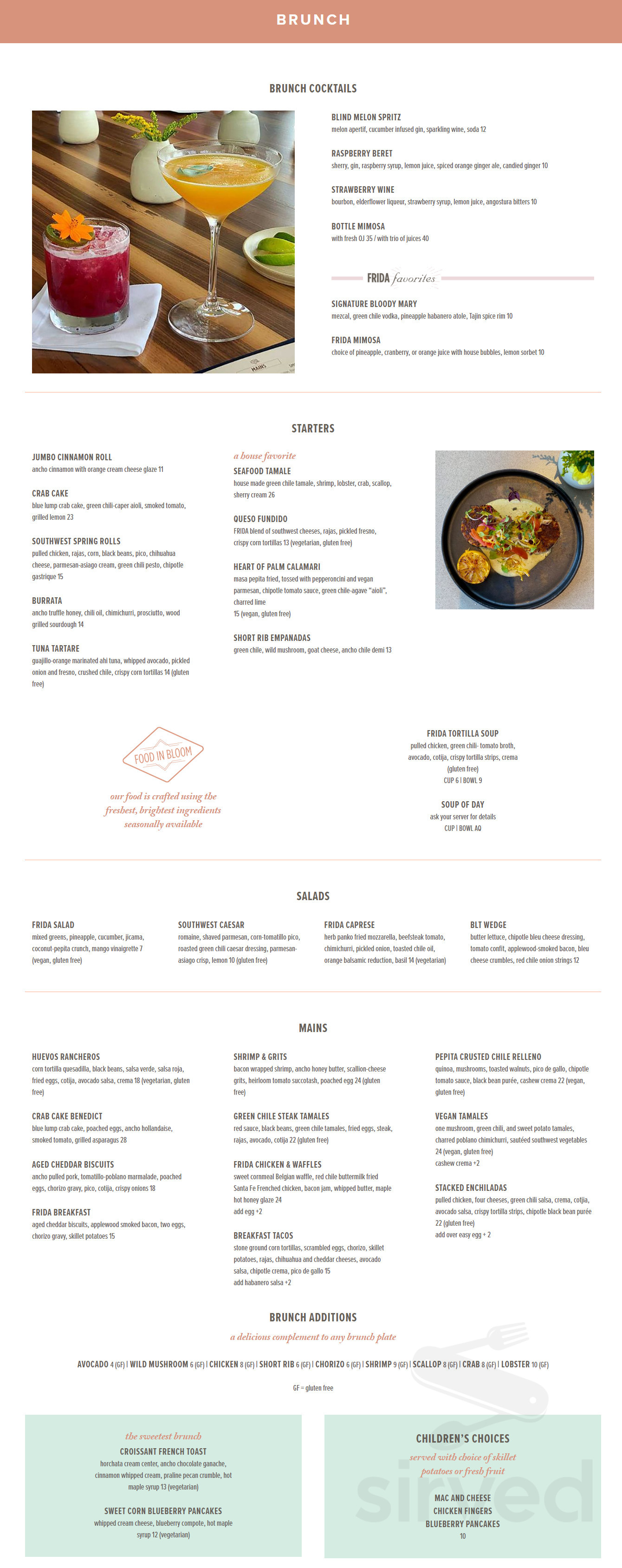 FRIDA southwest menu in Oklahoma City, Oklahoma, USA