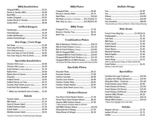 Mr. Barbecue menu in Winston-Salem, North Carolina, USA