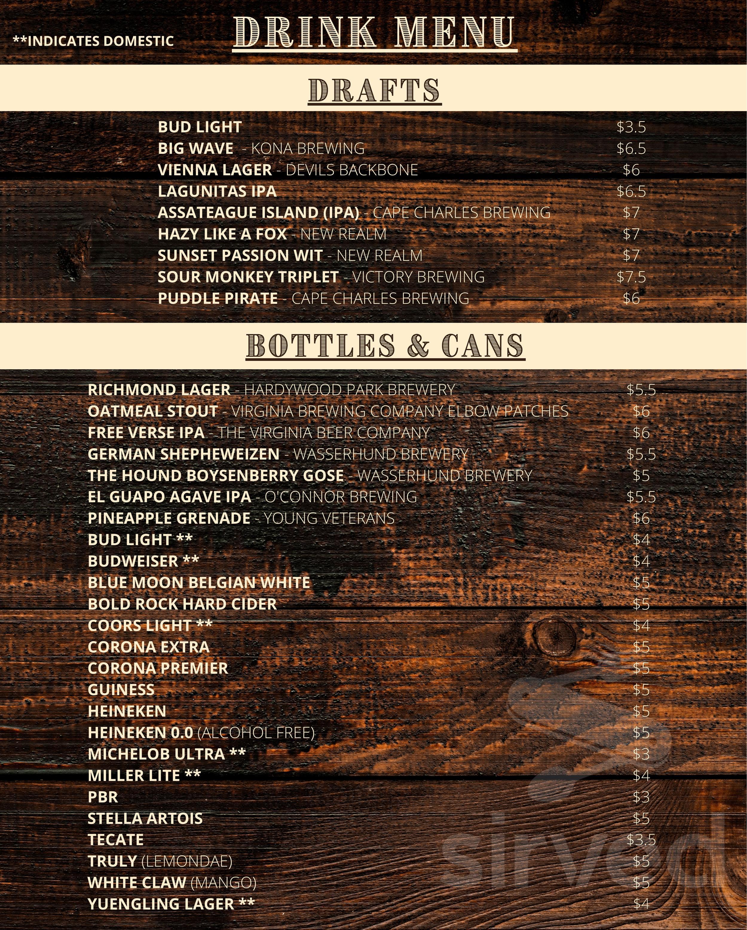 Craft Burger Bar menu in Virginia Beach, Virginia, USA