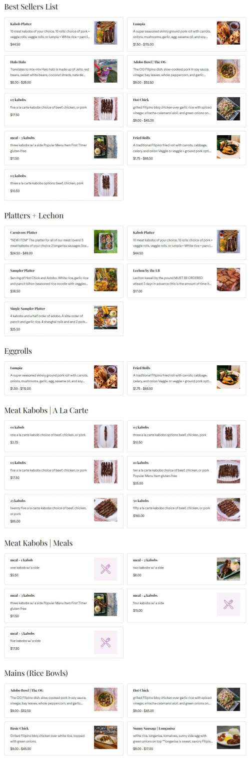 Meat on the Street menu in Milwaukee, Wisconsin, USA