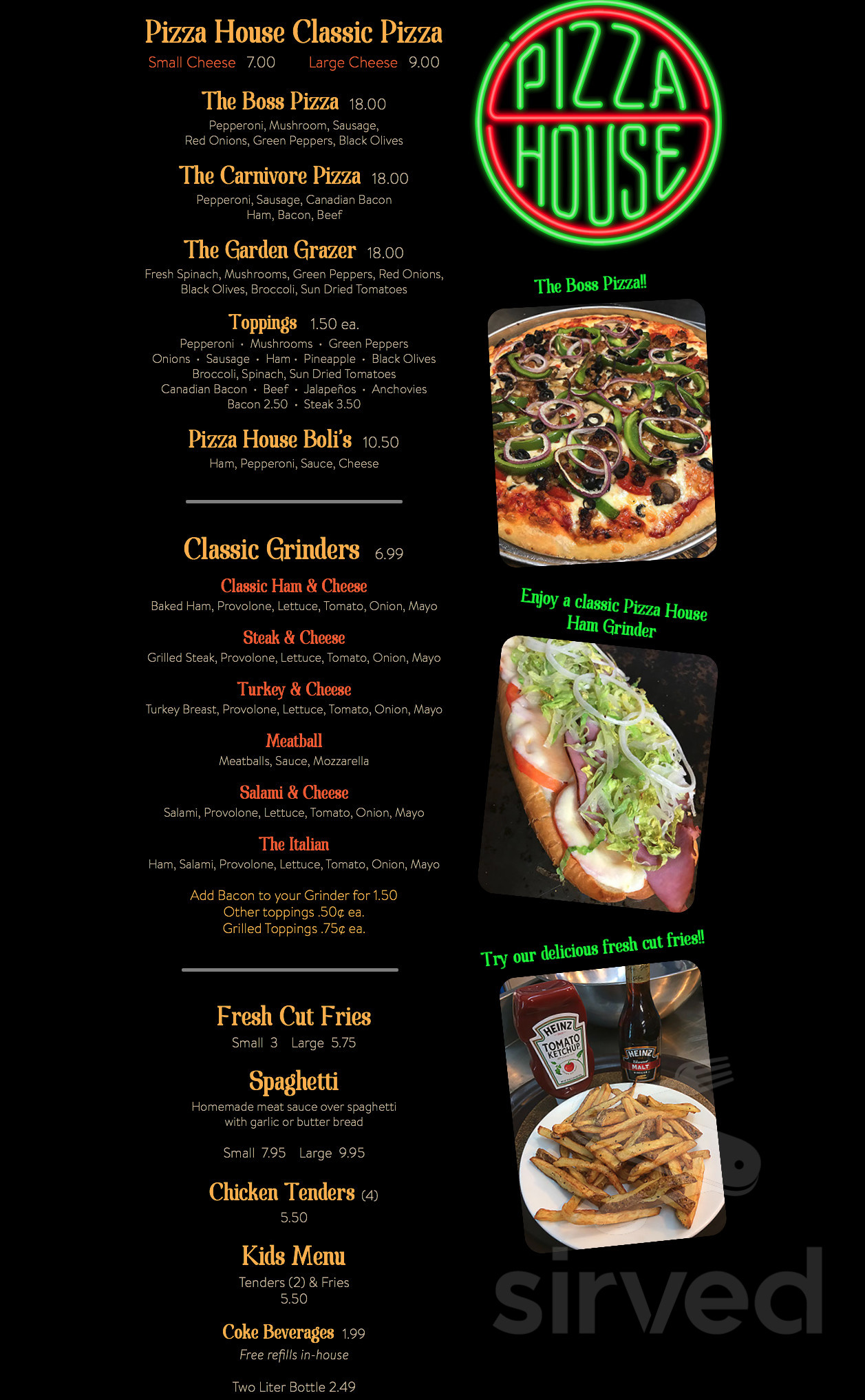 Pizza House menu in Shippensburg, Pennsylvania, USA