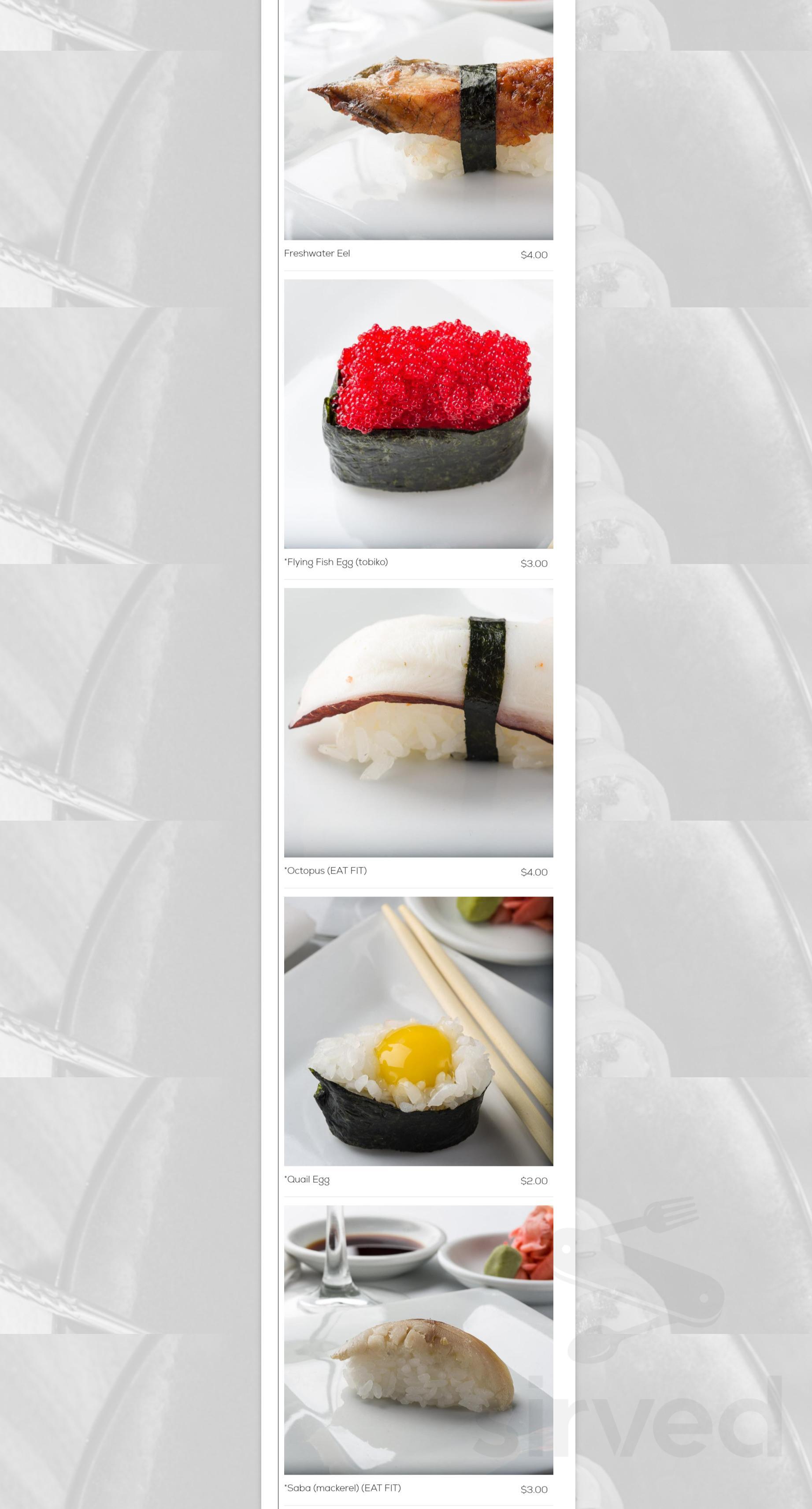 Tsunami Sushi menu in New Orleans, Louisiana, USA