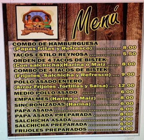 Taqueria las 2 comadres menu in Edinburg, Texas, USA
