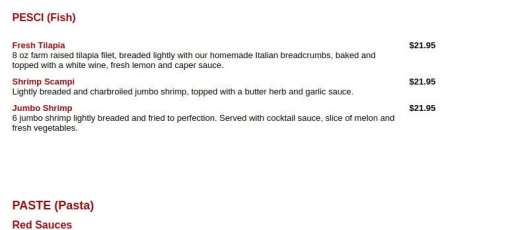 Menu for Erio's Ristorante in St Peters, MO | Sirved