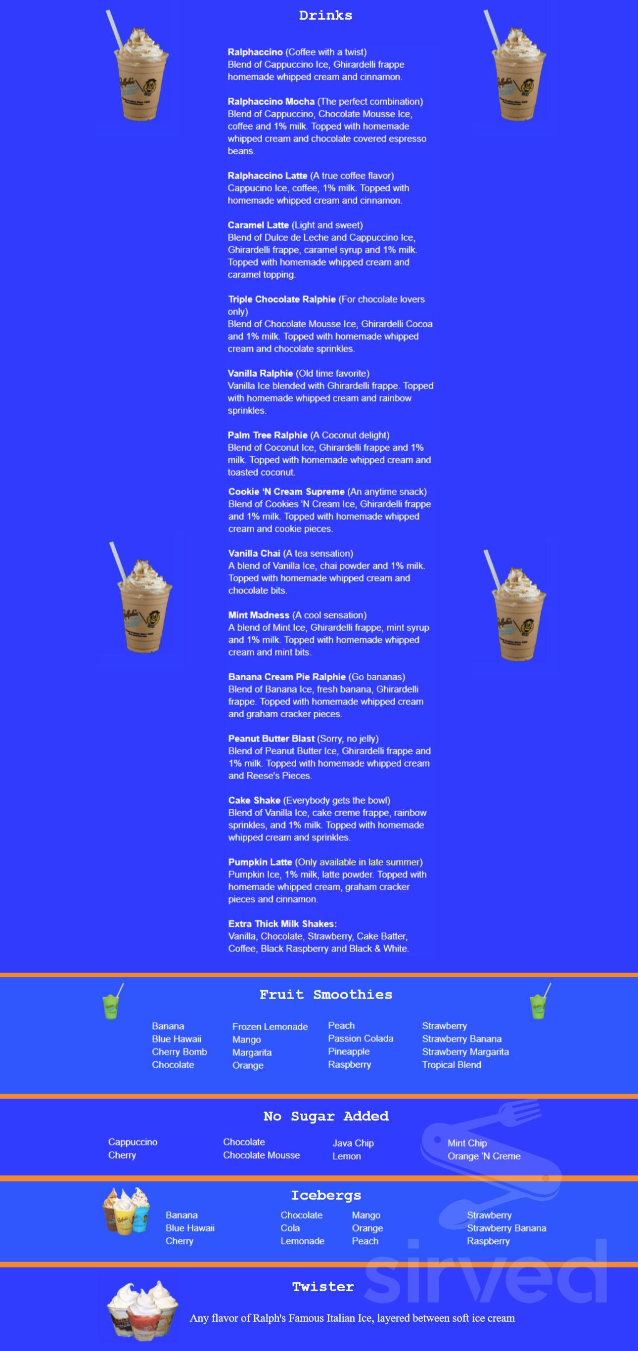 Ralph's Famous Italian Ices menus in Staten Island, New York, United States