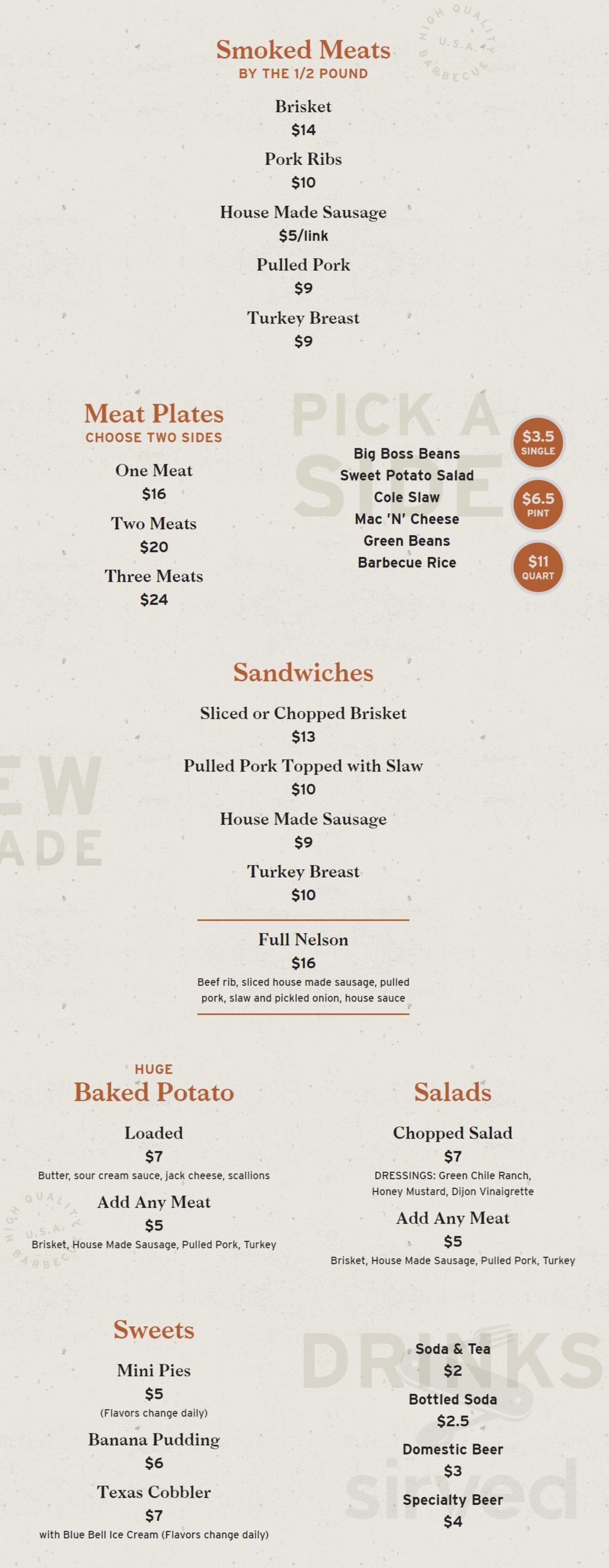 Prime Barbecue menu in Knightdale, North Carolina, USA