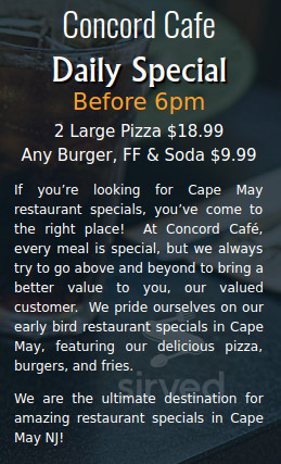 Concord Cafe menu in Avalon, New Jersey, USA