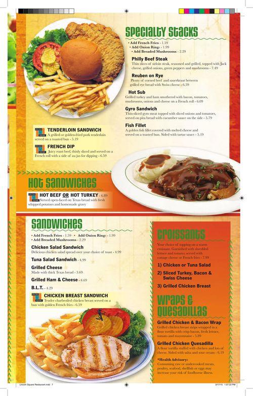 Lincoln Square Restaurant menu in Troy, Ohio, USA