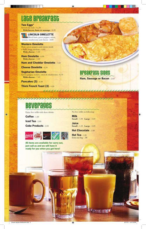 Lincoln Square Restaurant menu in Troy, Ohio, USA