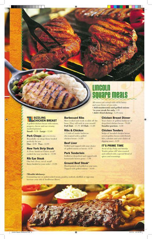 Lincoln Square Restaurant menu in Troy, Ohio, USA