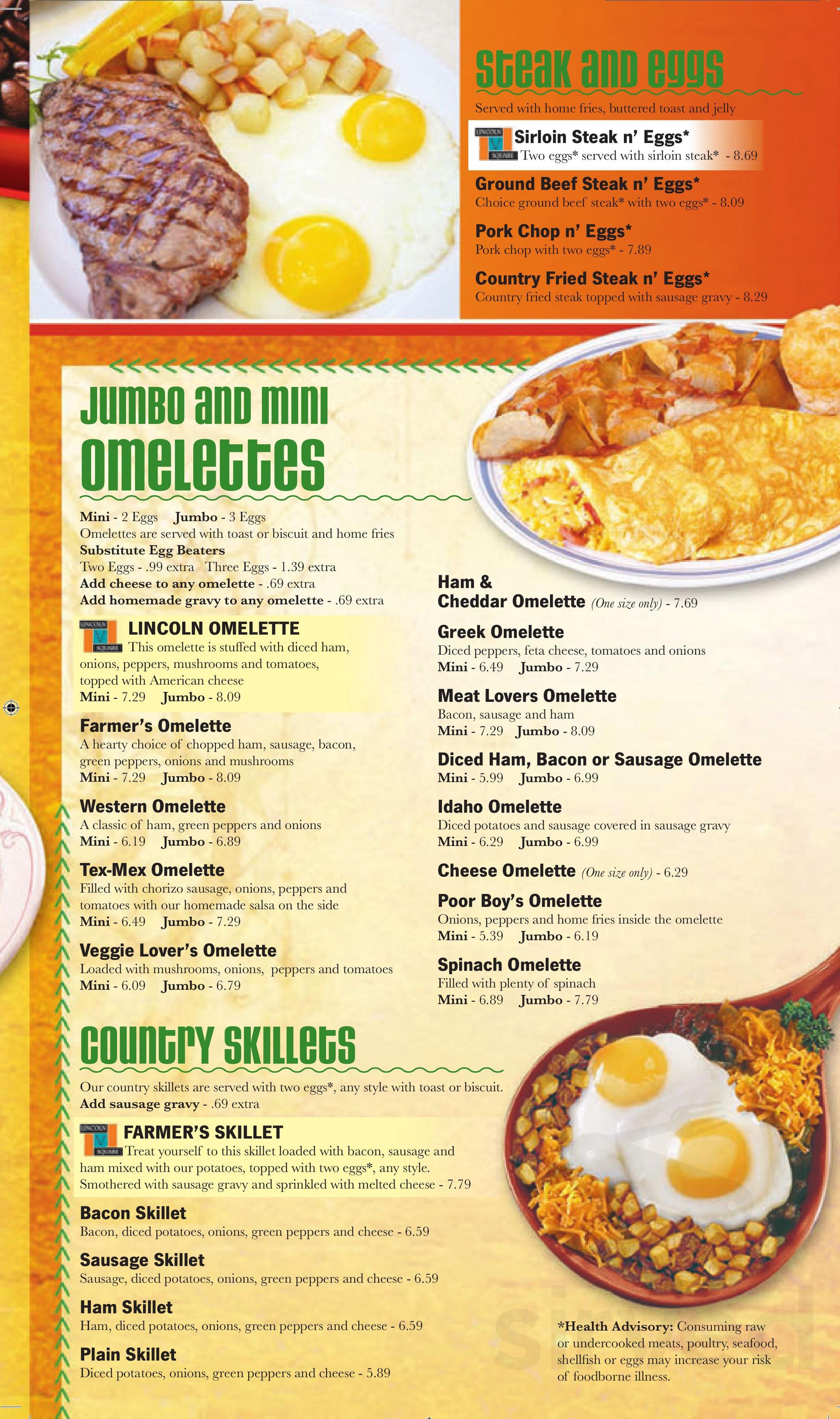 Lincoln Square Restaurant menu in Troy, Ohio, USA