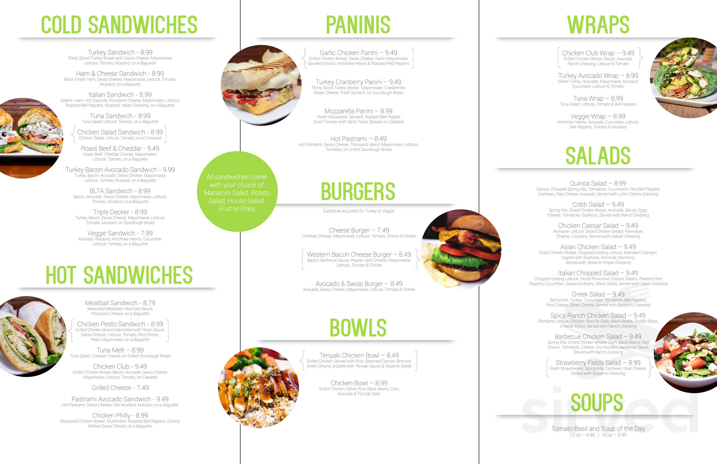 Bites menu in West Hollywood, California, USA