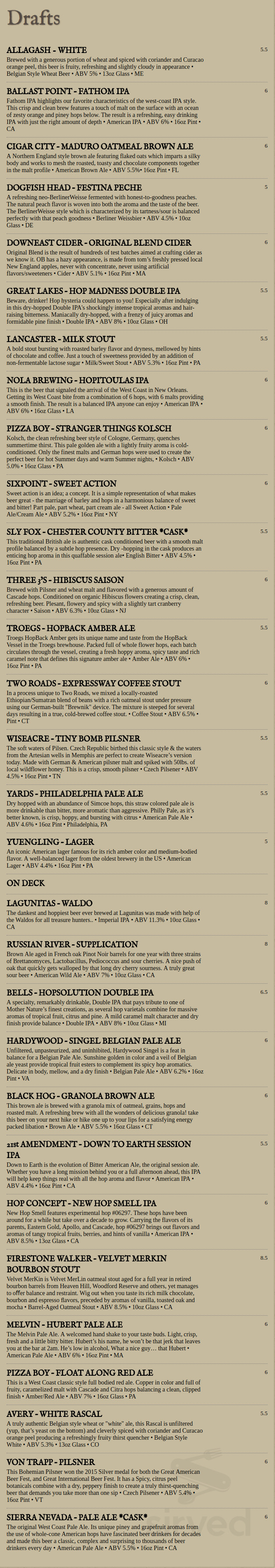 Menu - Philadelphia PA's Kite & Key | Sirved