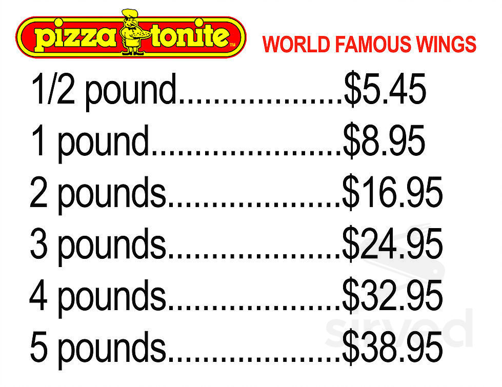 Pizza Tonite Chatham menus in Chatham-Kent, Ontario, Canada