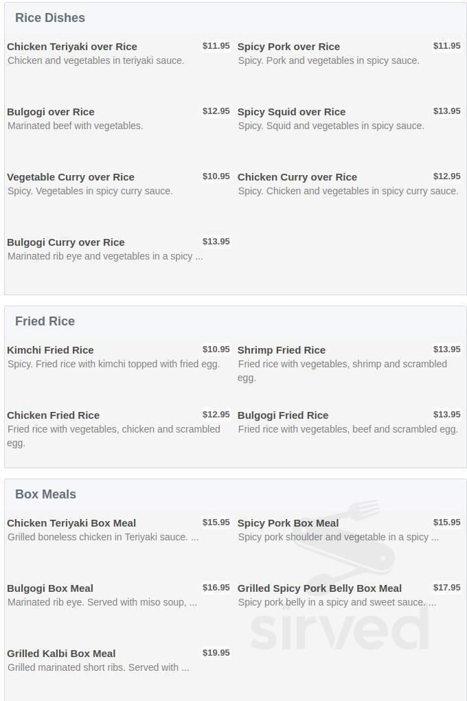 Korean Express menu in New York, New York, USA