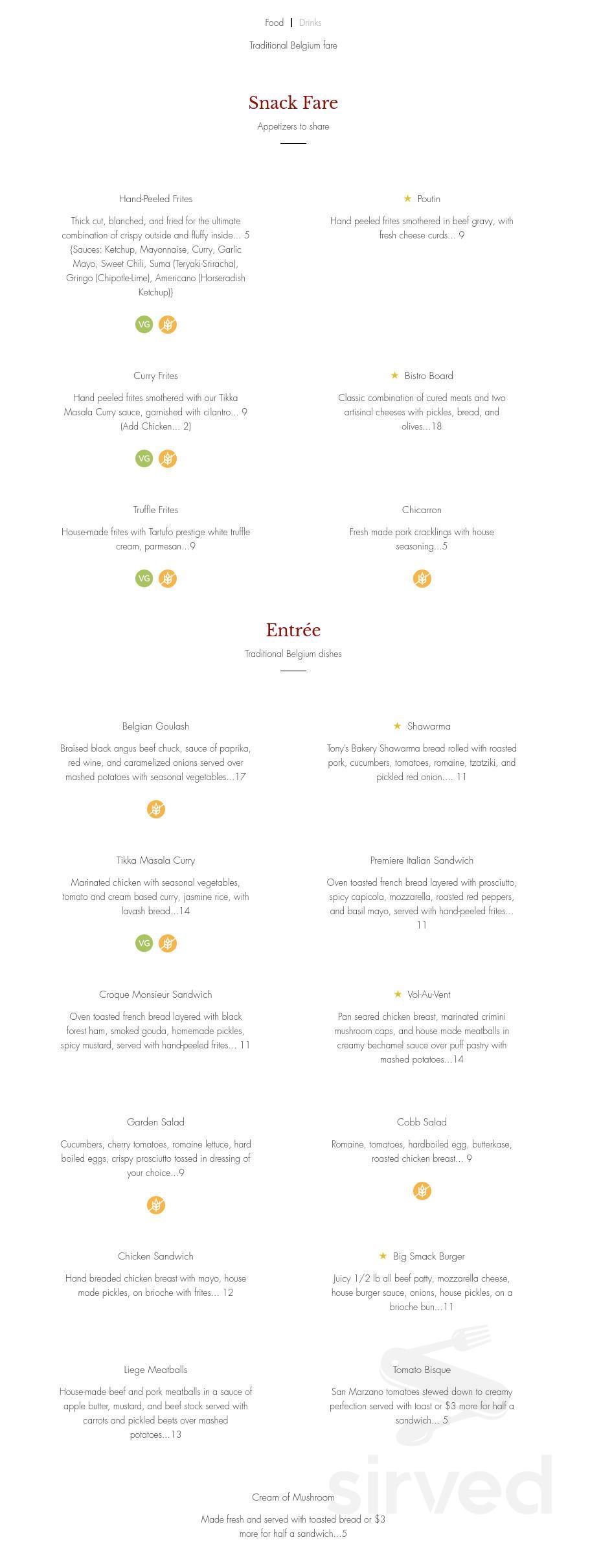 Buster's Bistro menu in Sanford, Florida, USA