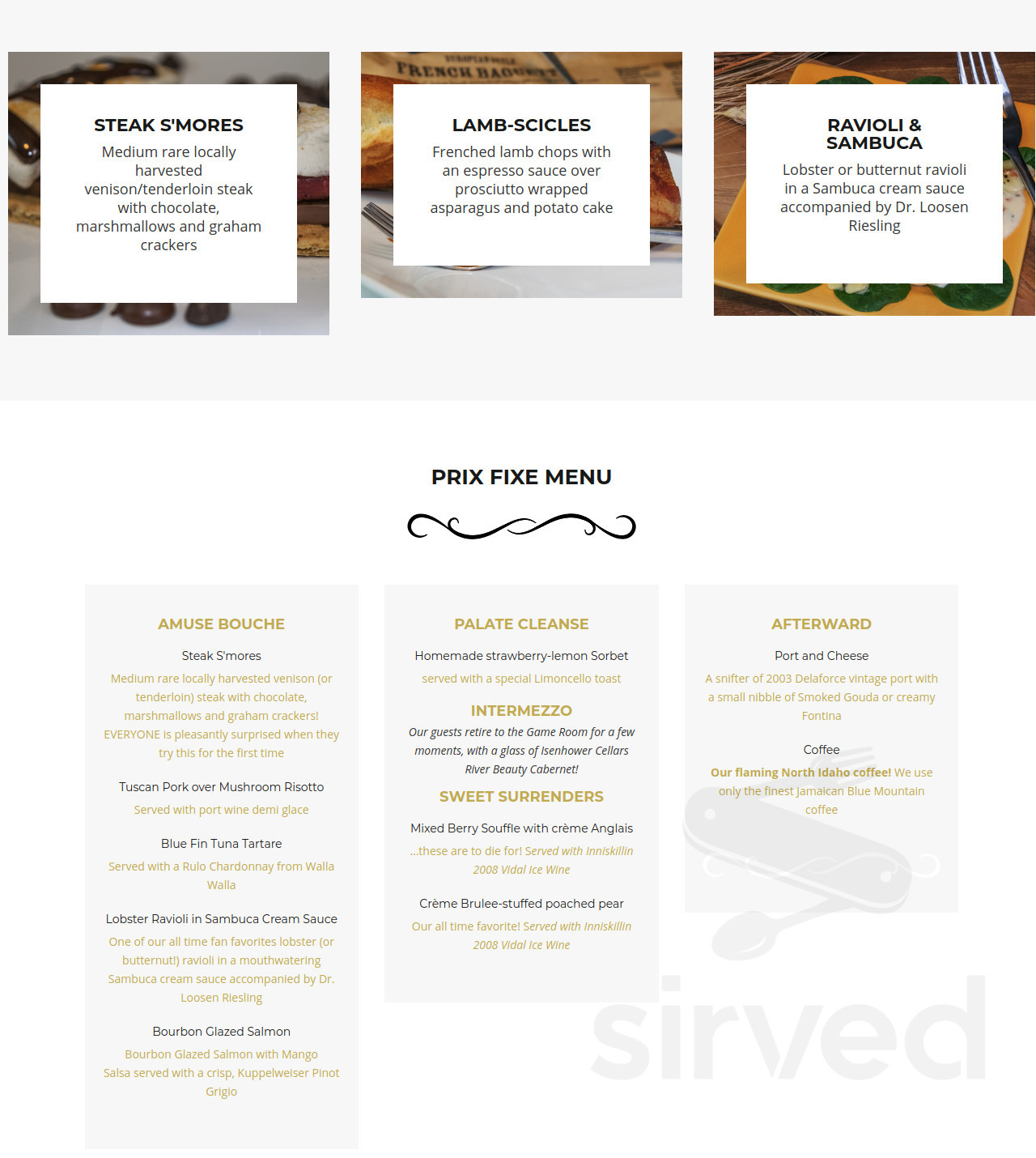 Candle in the Woods menu in Athol, Idaho, USA