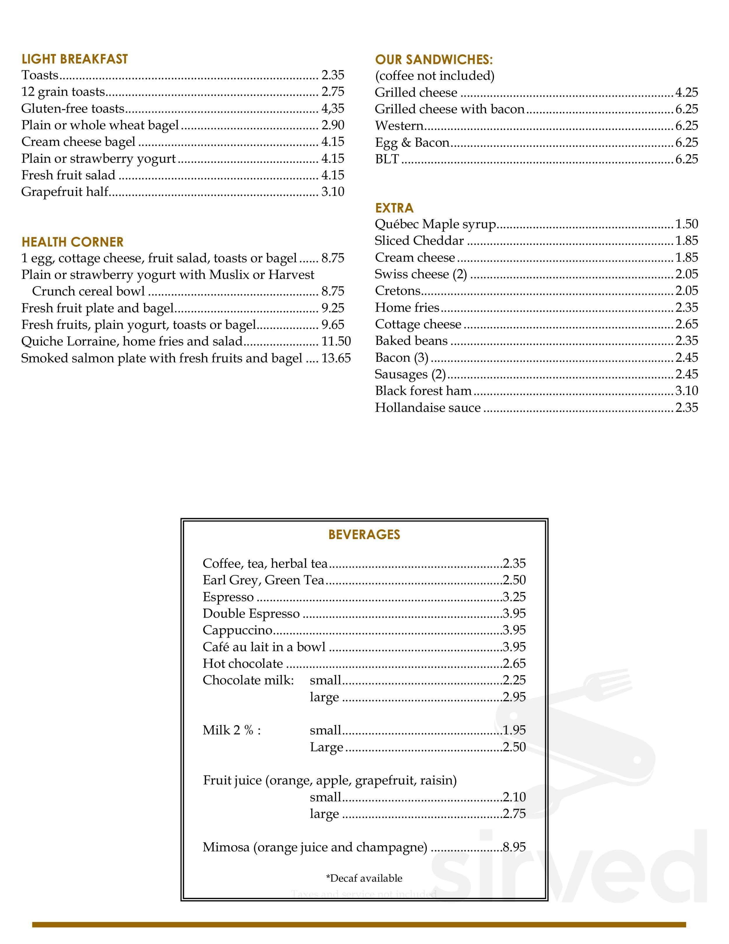 Cafe Cognac menu in Gatineau, Quebec J9J 4K1, Canada